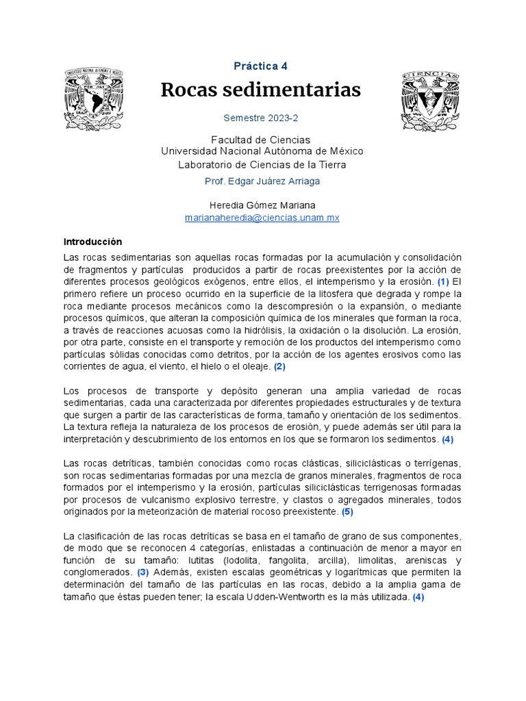 Práctica 4 PDF | PDF | Roca clástica | Roca (geología)