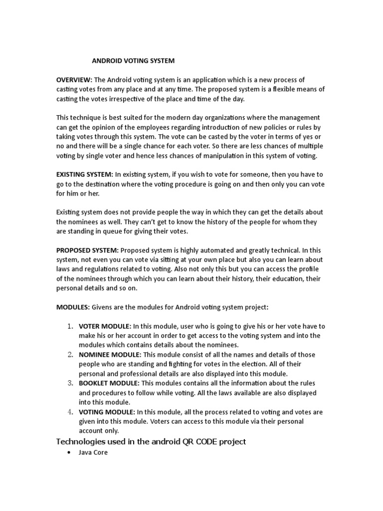 Voting System Project Pdf Java Programming Language Android Operating System 