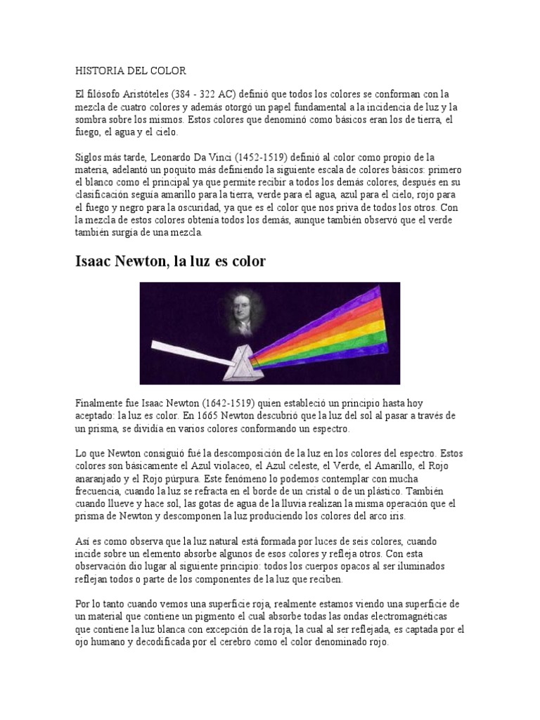 Historia Del Color | PDF | Color | Cian