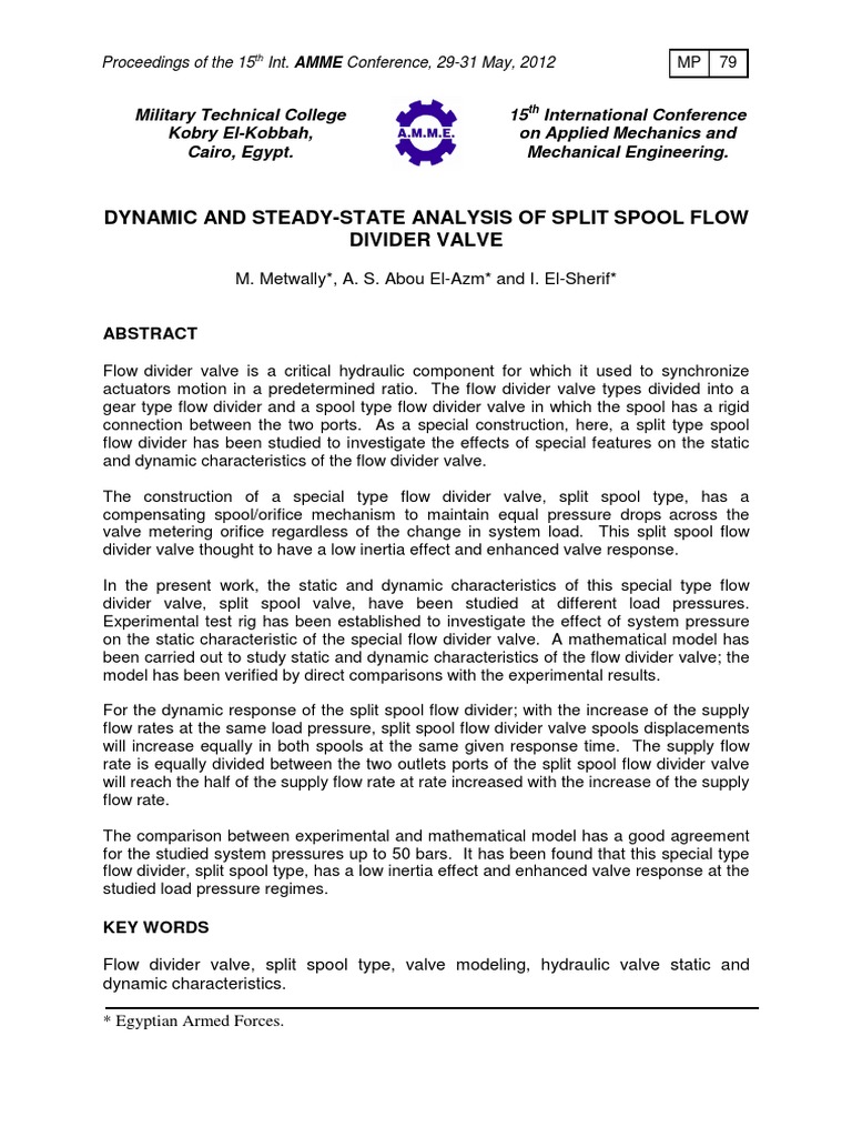 AMME - Volume 15 - Issue 15th International Conference On Applied Mechanics and Mechanical ...