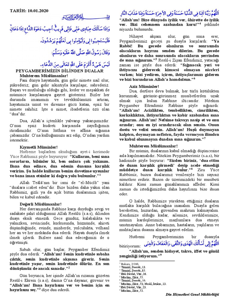 Peygamberimizin Dilinden Dualar | PDF