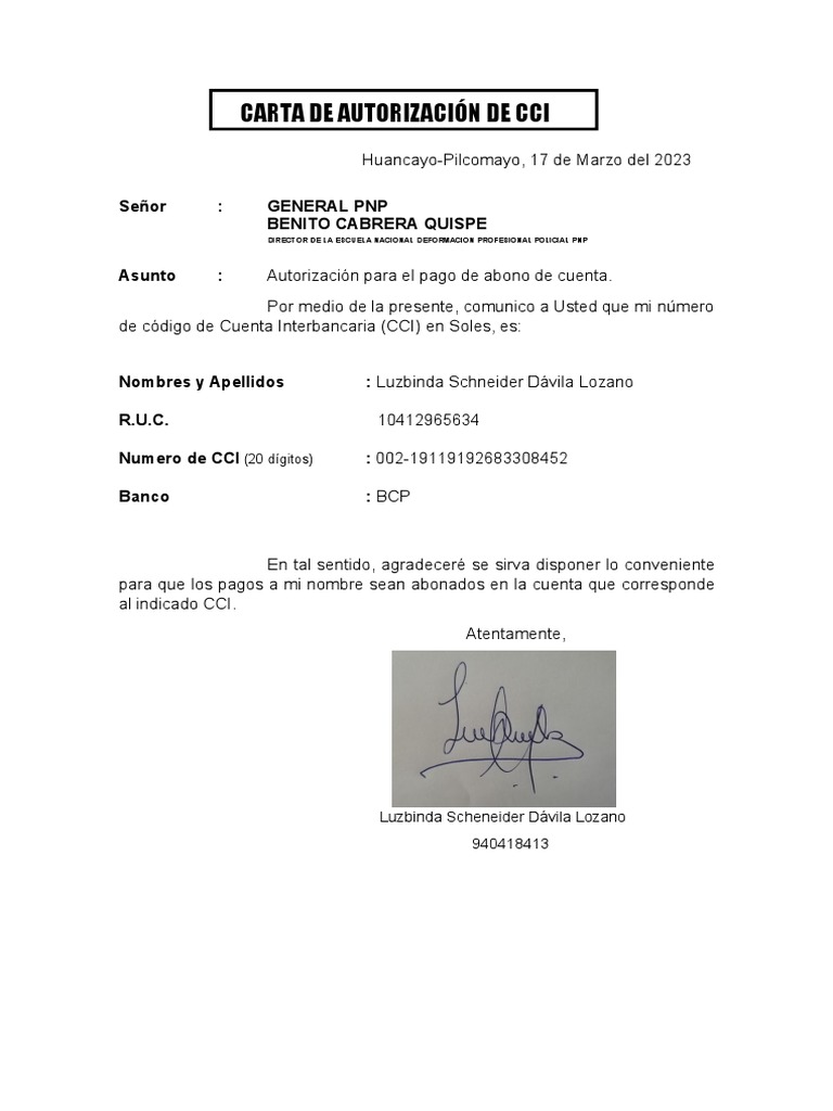 Carta de Autorizacion Cci 2022 (3) (2) (2) (1) (1) - 2 PDF | PDF