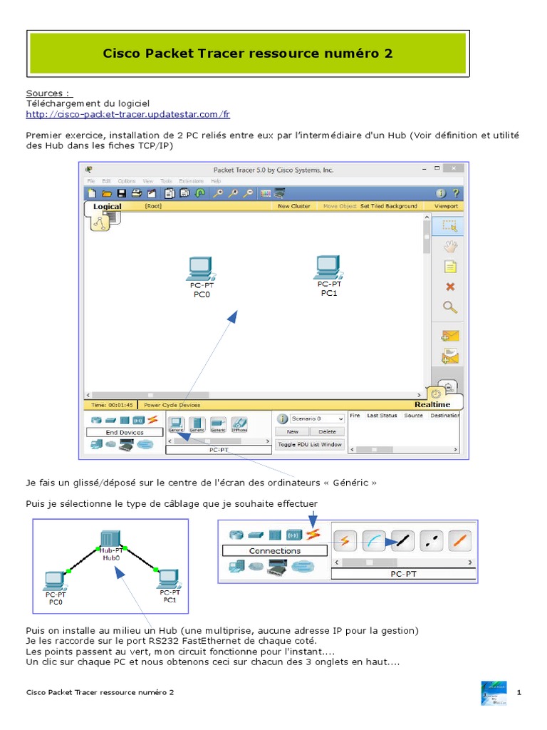 Installation de PC avec Hub sur Packet Tracer | PDF | Protocoles ...
