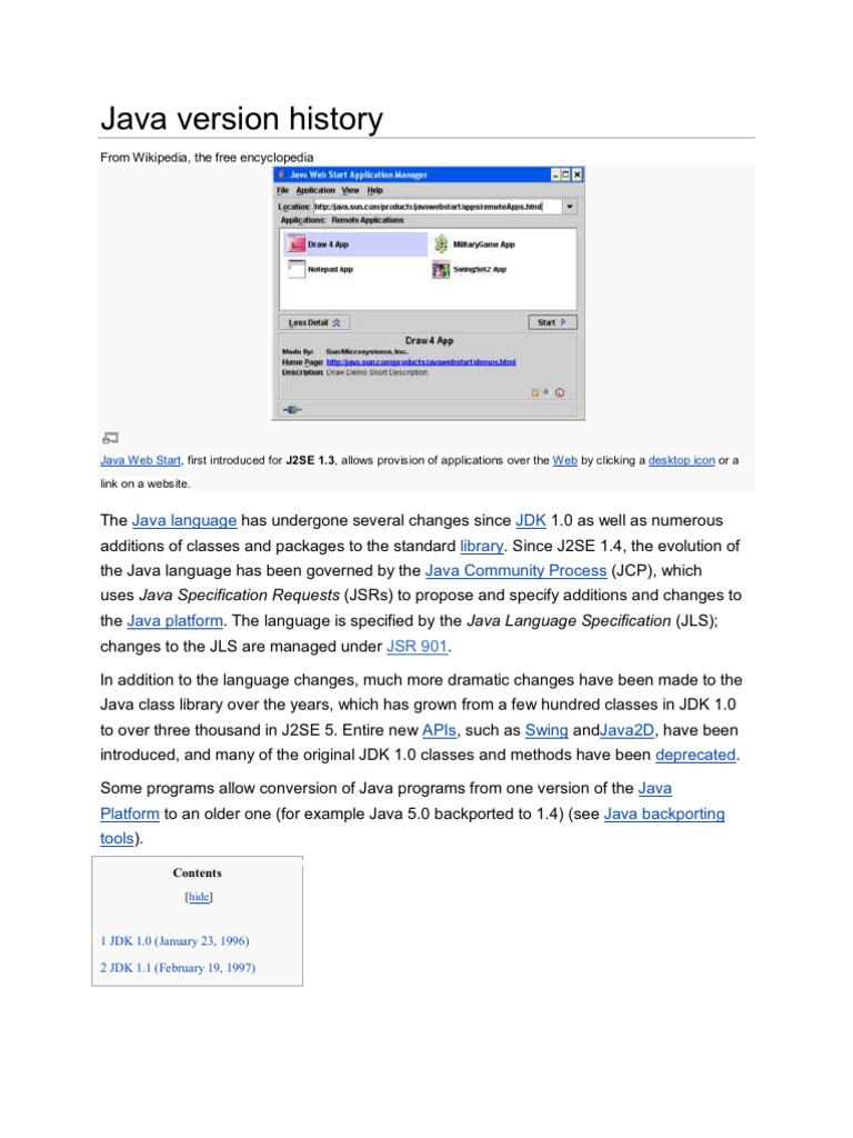 Java Version History Java Version History Java Software Platform 0086