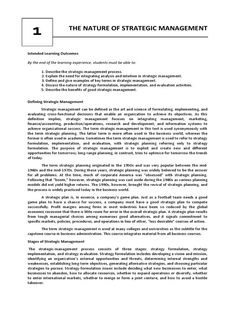CHAPTER-1 Nature-of-StatMgmt STRAT MGMT | PDF | Strategic Management | Strategic Planning