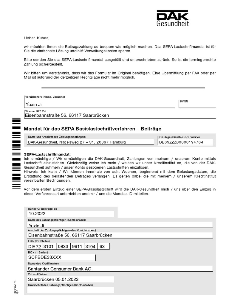 SEPA Mandat PDF | PDF