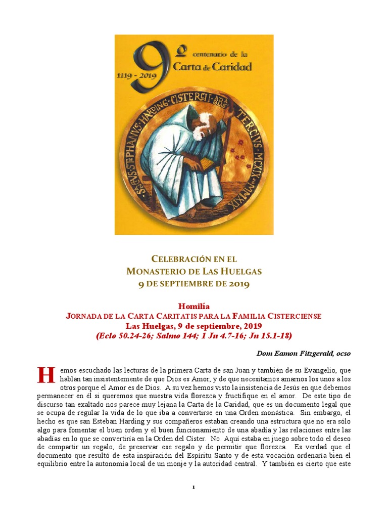Homilía y Desafíos de la Carta Caritatis | PDF | Monasterio | Amor