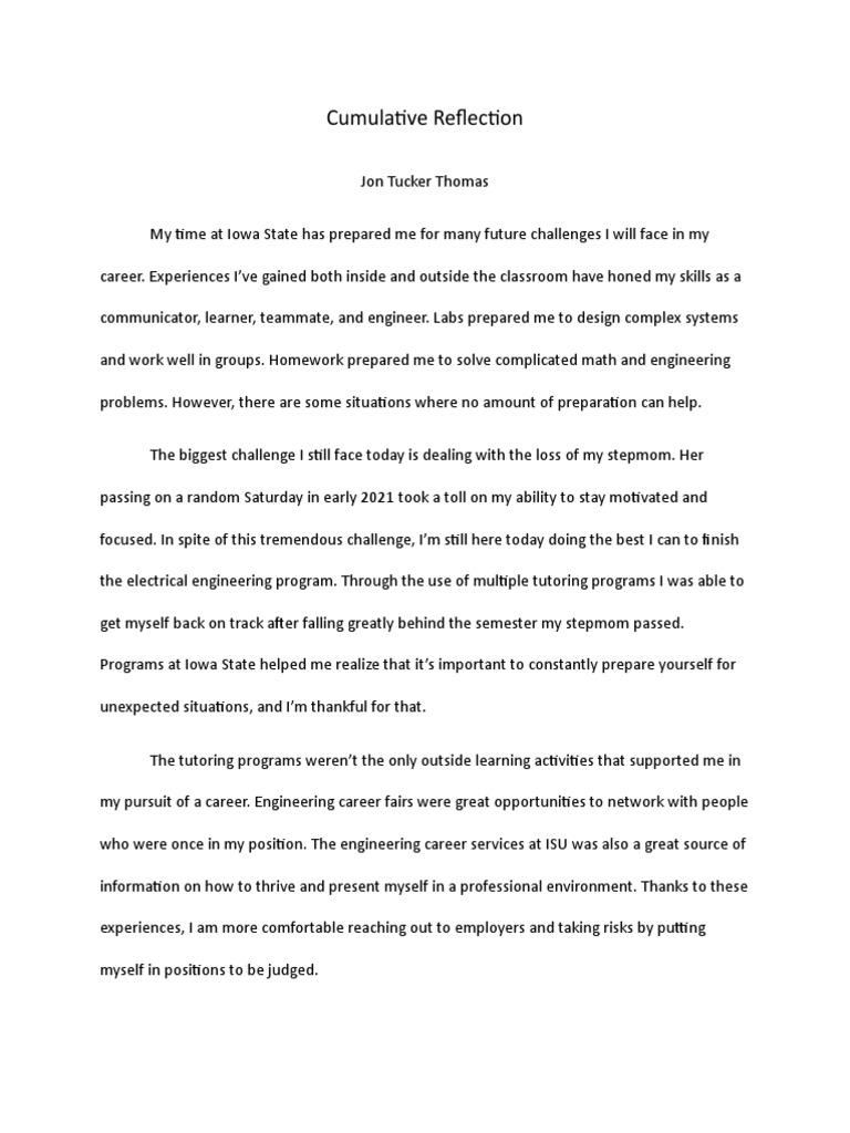 Cumulative Reflection | PDF | Learning | Engineering