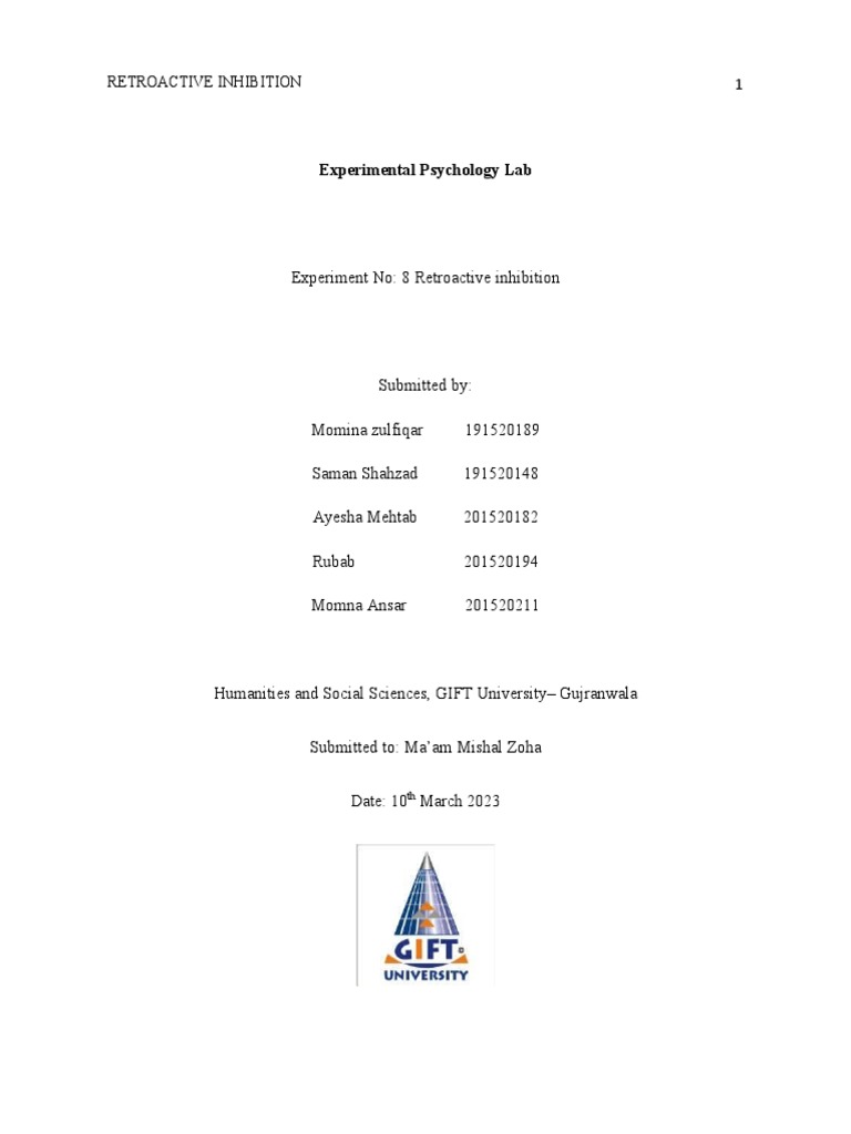 Understanding Retroactive Inhibition | PDF | Recall (Memory) | Memory
