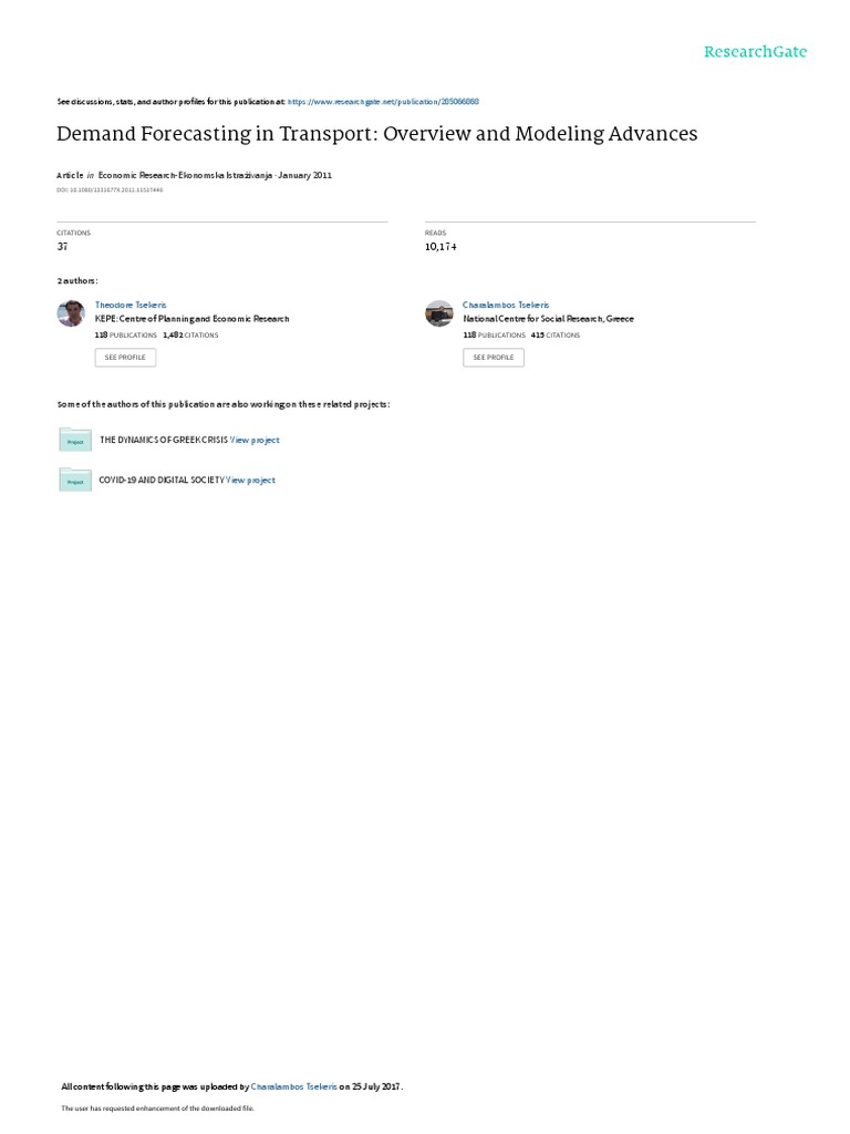 Demand Forecasting in Transport: Overview and Modeling Advances | PDF ...