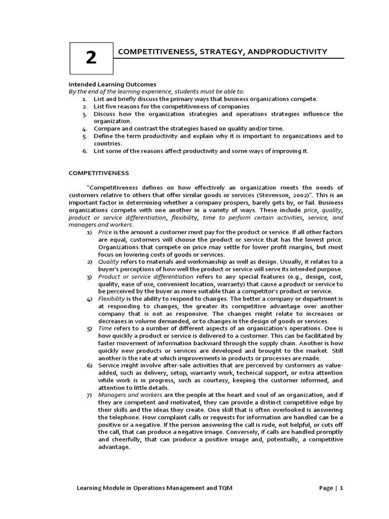 NGDelaVina Module CBMEC Chapter2 PDF | PDF | Strategic Management | Labour Economics