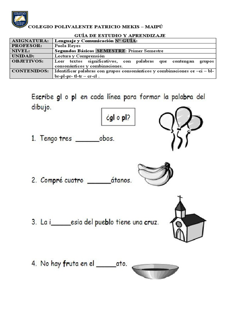 Guia De Aprendizaje I Lenguaje Segundos Años Pdf Ciencia Cognitiva