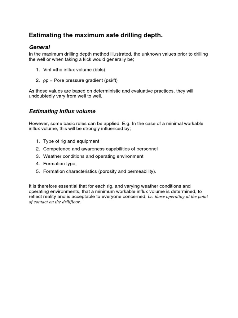 Maximum Safe Drilling Depth Analysis | PDF | Pressure | Porosity
