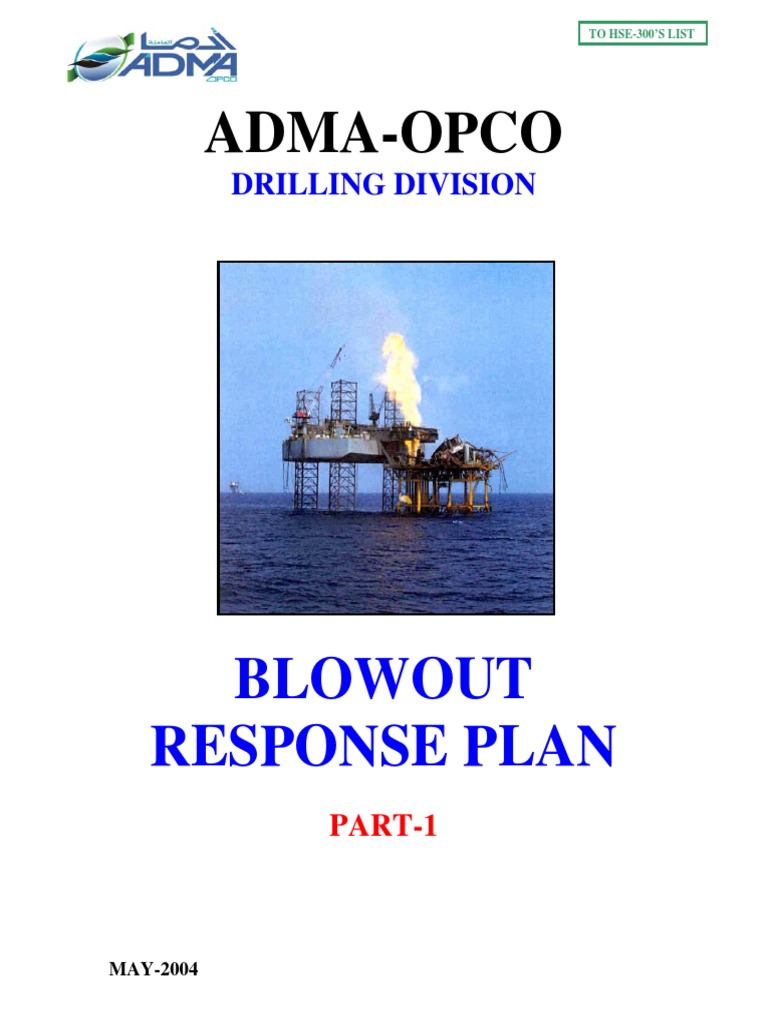 ADMA-OPCO Blowout Response Plan | PDF | Drilling Rig | Blowout (Well ...