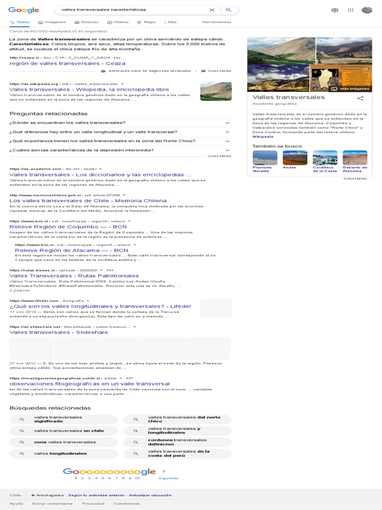 Valles Transversales Características - Buscar Con Google PDF | PDF | Chile | Geomorfología