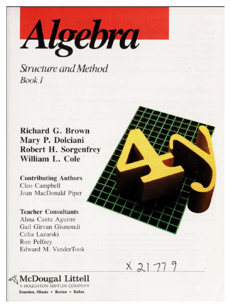 Algebra Structure and Method - Book 1 by Richard Brown, Mary Dolciani ...