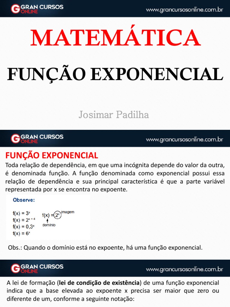 Função Exponencial: Conceitos e Aplicações | PDF | Exponenciação ...