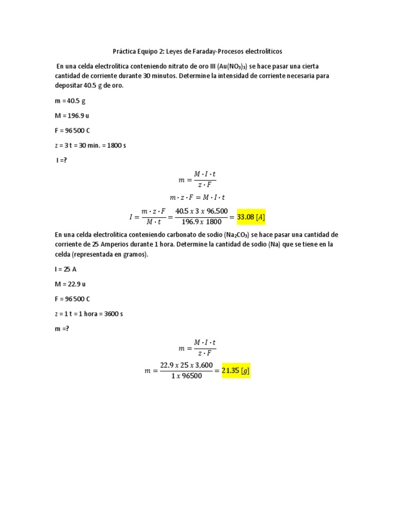 Leyes de Faraday-Procesos electrolíticos y cálculos de cantidades ...