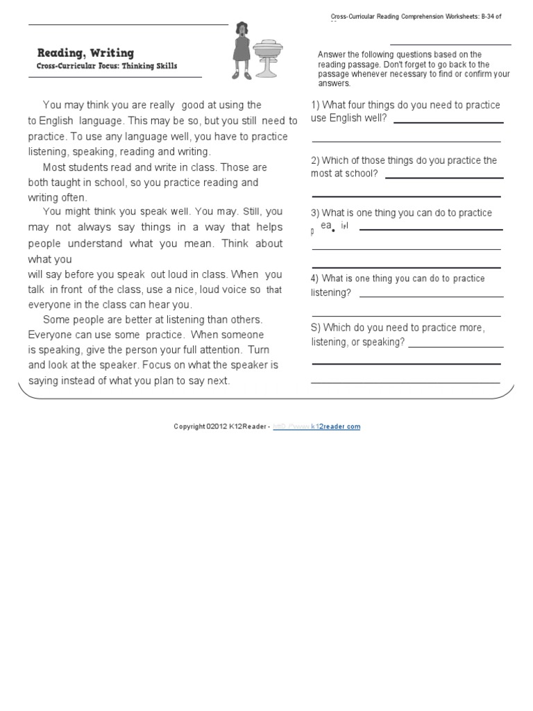 Listening, Speaking, Reading, Writing _ 2nd Grade Reading Comprehension ...