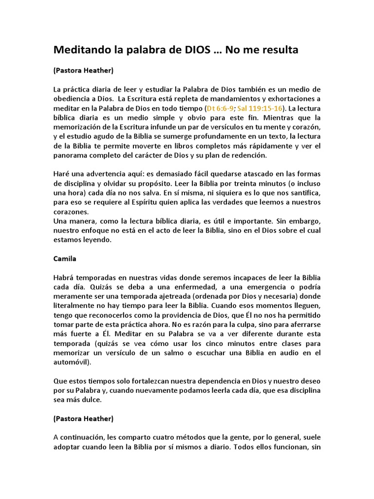Meditando La Palabra de DIOS | PDF | Biblia | Oración
