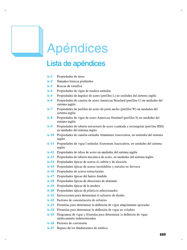 Tablas - Resistencia de Materiales - Mott | PDF