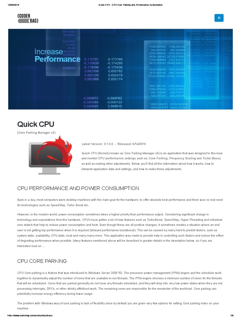 Quick CPU - CPU Core Parking and Performance Optimization | PDF ...
