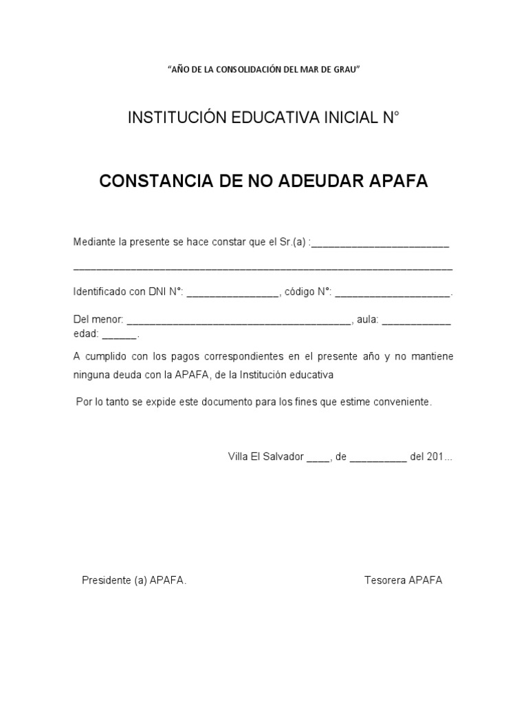 Constancia de No Adeudo Aula | PDF