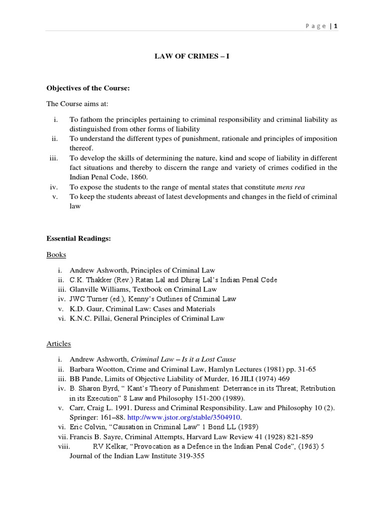 Casebook Crimes - I | PDF | Mens Rea | Aiding And Abetting