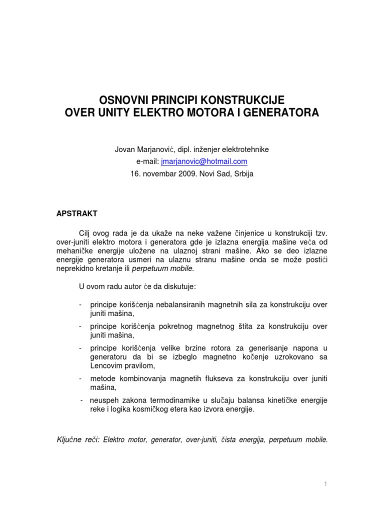 Jovan Marjanovic Osnovni Principi Overjuniti Elektro Masina PDF | PDF