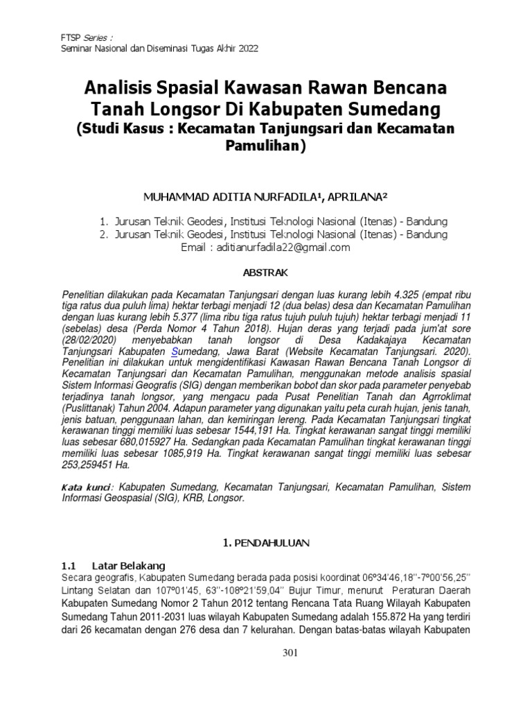 33.+Analisis+Spasial+Kawasan+Rawan+Bencana+Tanah+Longsor+di+Kabupaten+Sumedang | PDF