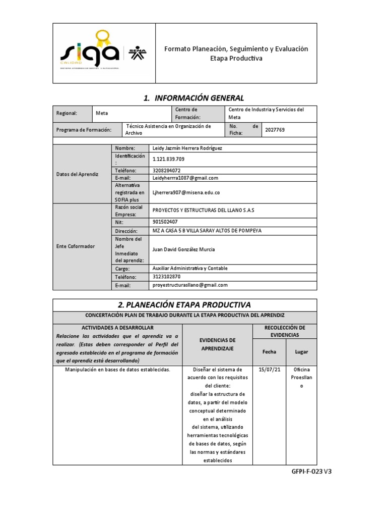 GFPI-F-023 Formato Planeacion Seguimiento y Evaluacion Etapa Productiva ...
