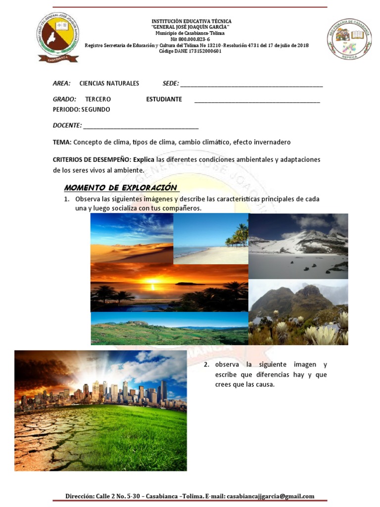 Guia Ciencias Naturales Grado 3 Periodo 2 | PDF | Clima | Clima templado