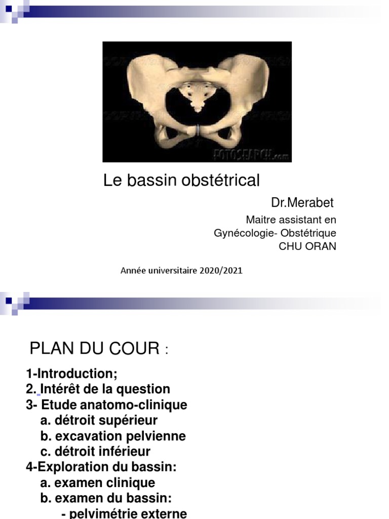 Exploration du bassin obstétrical | PDF | Bassin (anatomie) | Accouchement