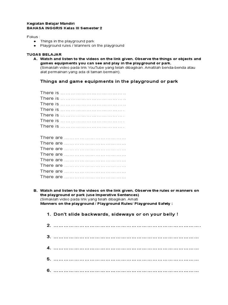 Ch.15 Things at the playground and Playground Safety Rules | PDF | Play ...