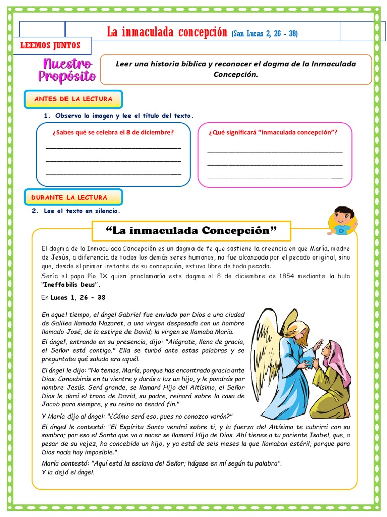 Leemos Juntos La Inmaculada Concepción | PDF | María, madre de Jesús | Teología