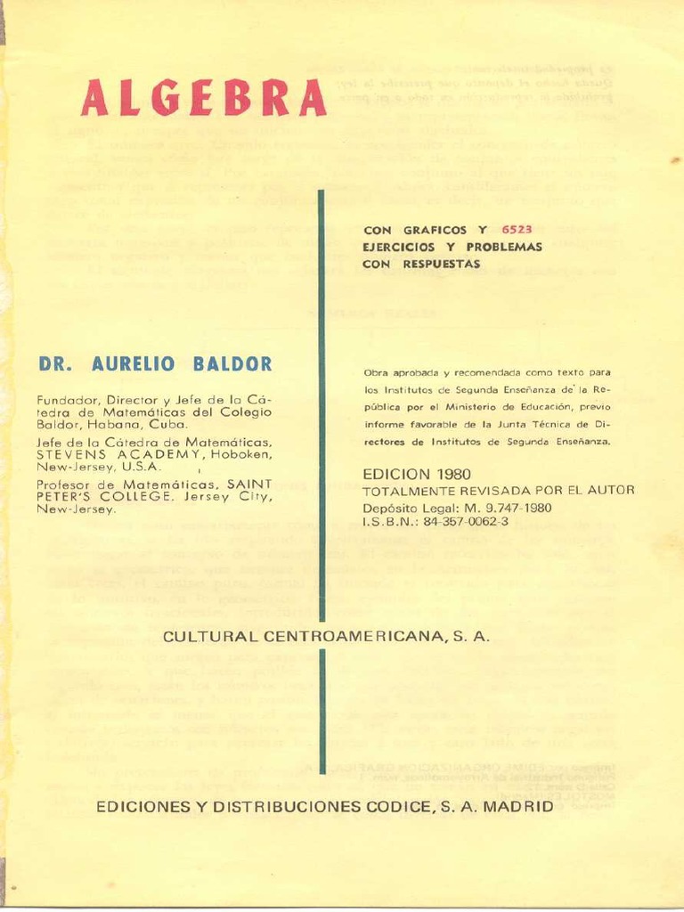 Aurelio Baldor Algebra PDF | PDF