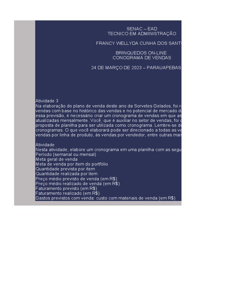 UC14 Atividade 3 FRANCY | PDF | Economias | Business