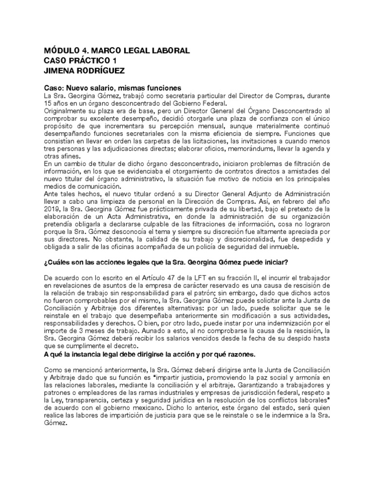 Caso 1. MARCO LEGAL LABORAL | PDF | Salario