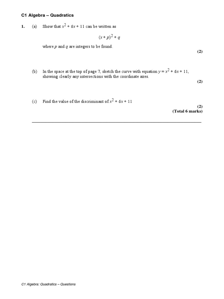 Quadratics: Equations and Graphs | PDF