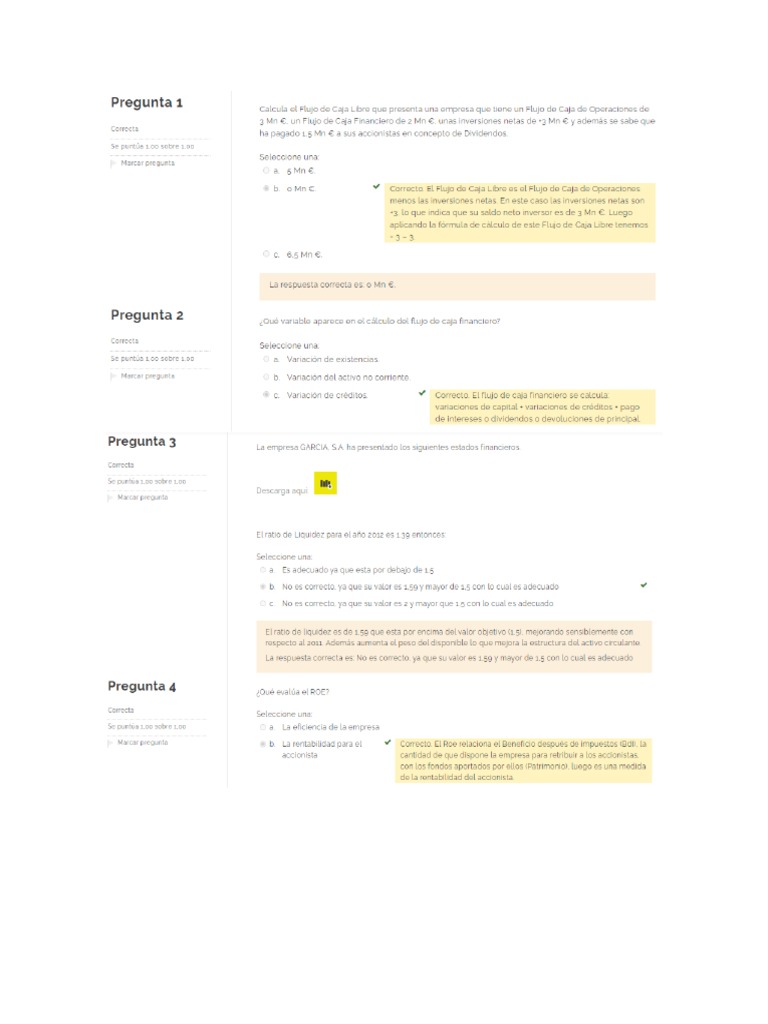 Respuestas de Examen Final - Analisis Financiero | PDF