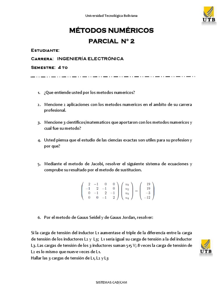 EXAMEN 2 - Ing Electronica PDF | PDF | Análisis numérico | Inductor