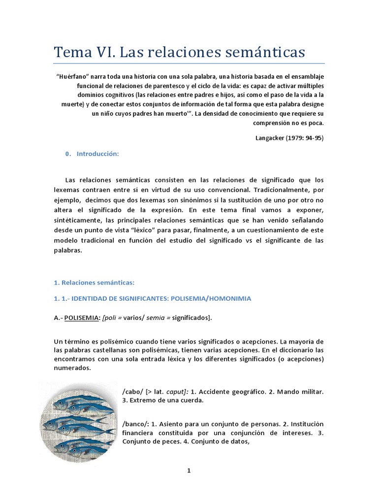 Tema VI Relaciones Semanticas | PDF | Palabra | Lingüística