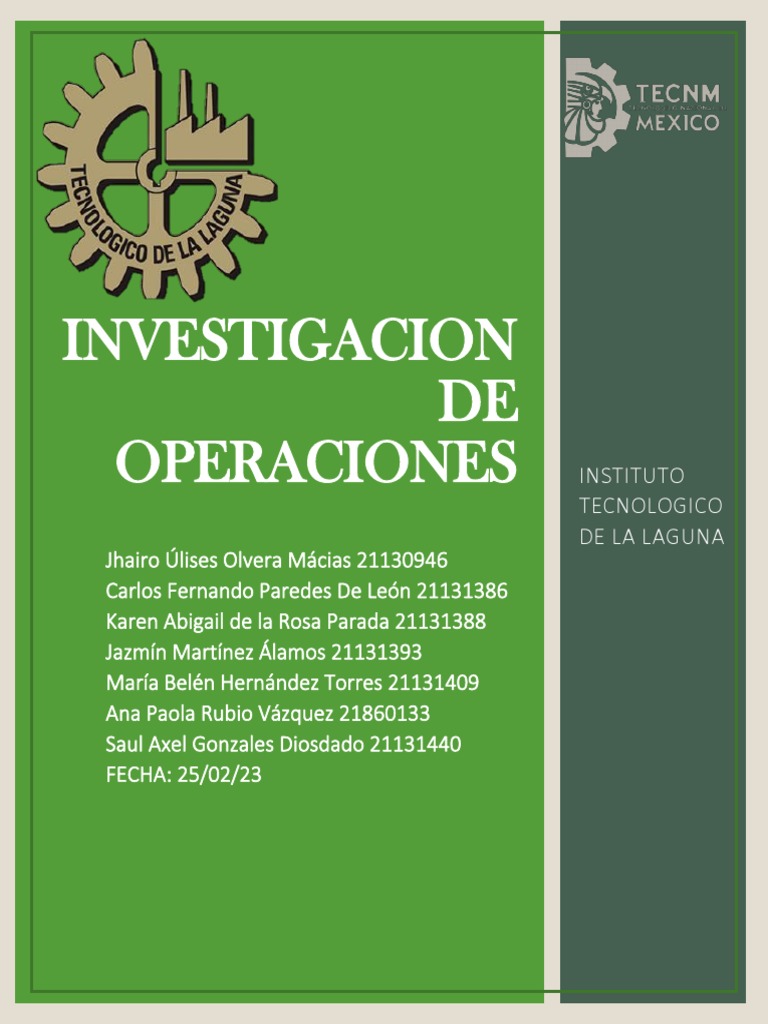 Problemario Investigacion Op. U1 | PDF