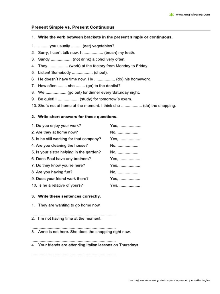 Present Continuous X Present Simple PDF | PDF