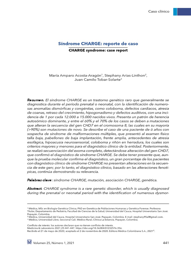 Síndrome CHARGE: Reporte de Caso | PDF | Genética | Medicina