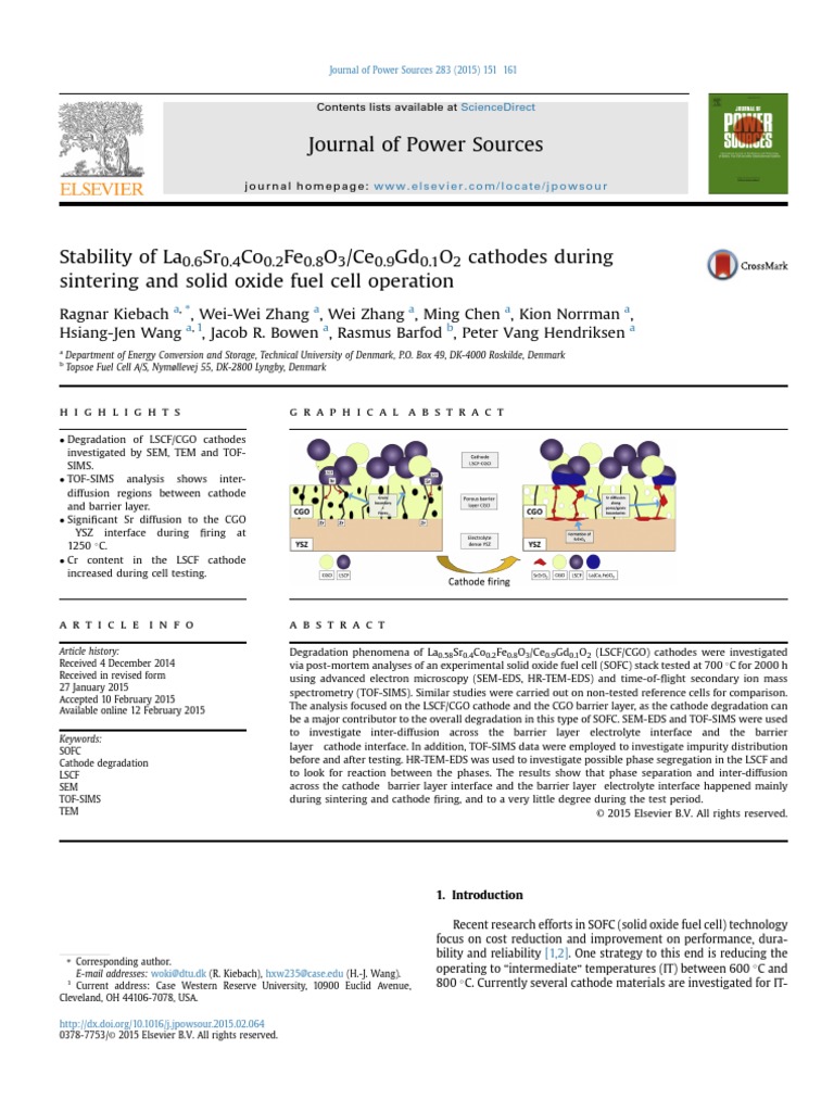 2015 Stability of La0.6Sr0.4Co0.2Fe0.8O3 - Ce0.9Gd0.1O2 cathodes during sintering (1) | PDF ...