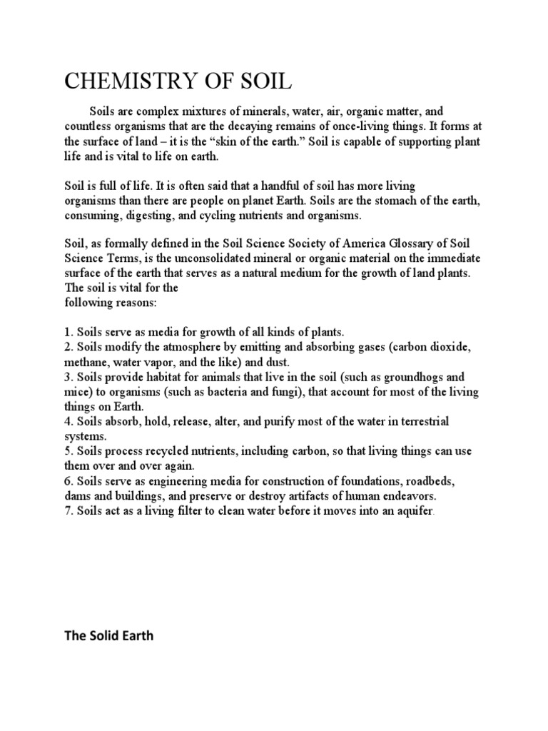 Chemistry of Soil | PDF | Rock (Geology) | Soil
