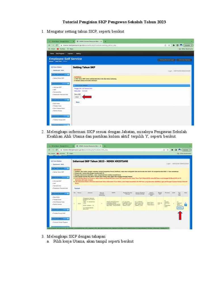 Tutorial Pengisian SKP Pengawas Sekolah Tahun 2023 - Ninik Kristiani | PDF | Karier ...