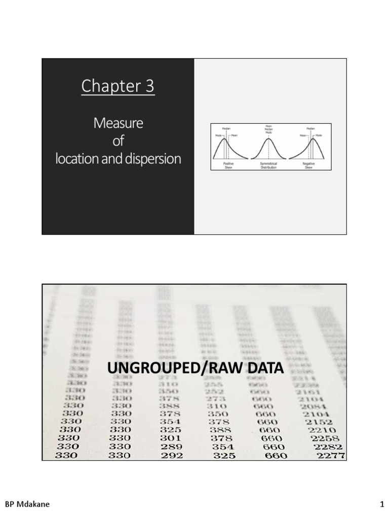 Chapter 3 - Measure of Location and Dispersion | PDF | Mean | Coefficient Of Variation
