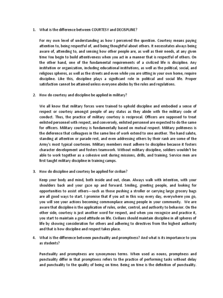 What Is The Difference Between COURTESY and DECISPLINE | PDF | Courage ...